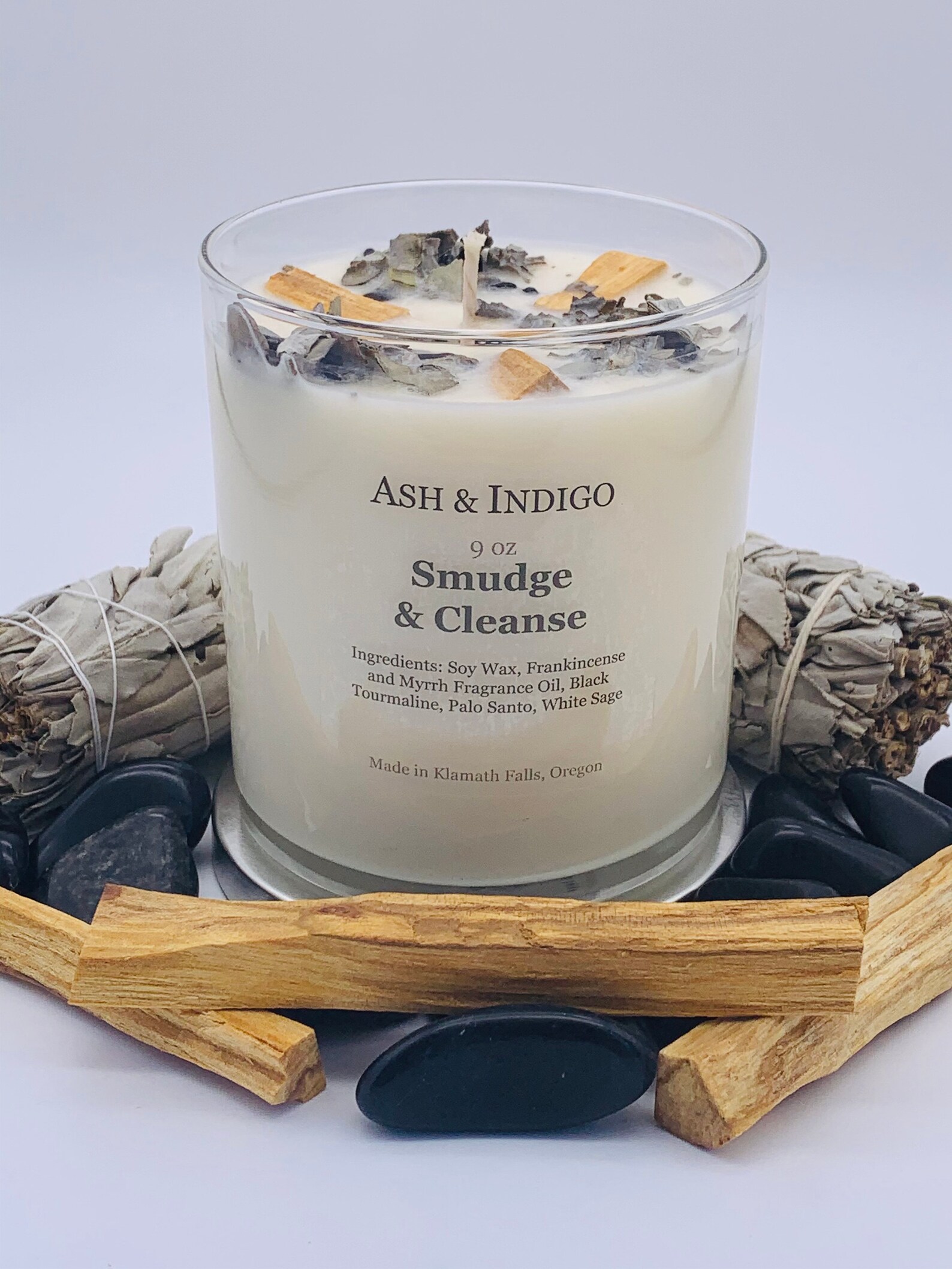 Smudge & Cleanse Sage Candle, Crystal Candle, Witchy Candle, Spell ...