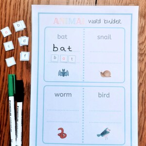 Animal Word Builder - Busy Binder Activity - Etsy