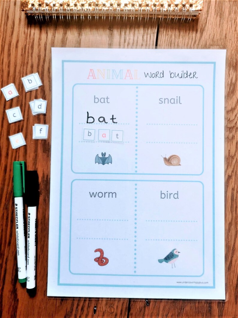 Animal Word Builder - Busy Binder Activity - Etsy