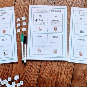 Animal Word Builder - Busy Binder Activity - Etsy