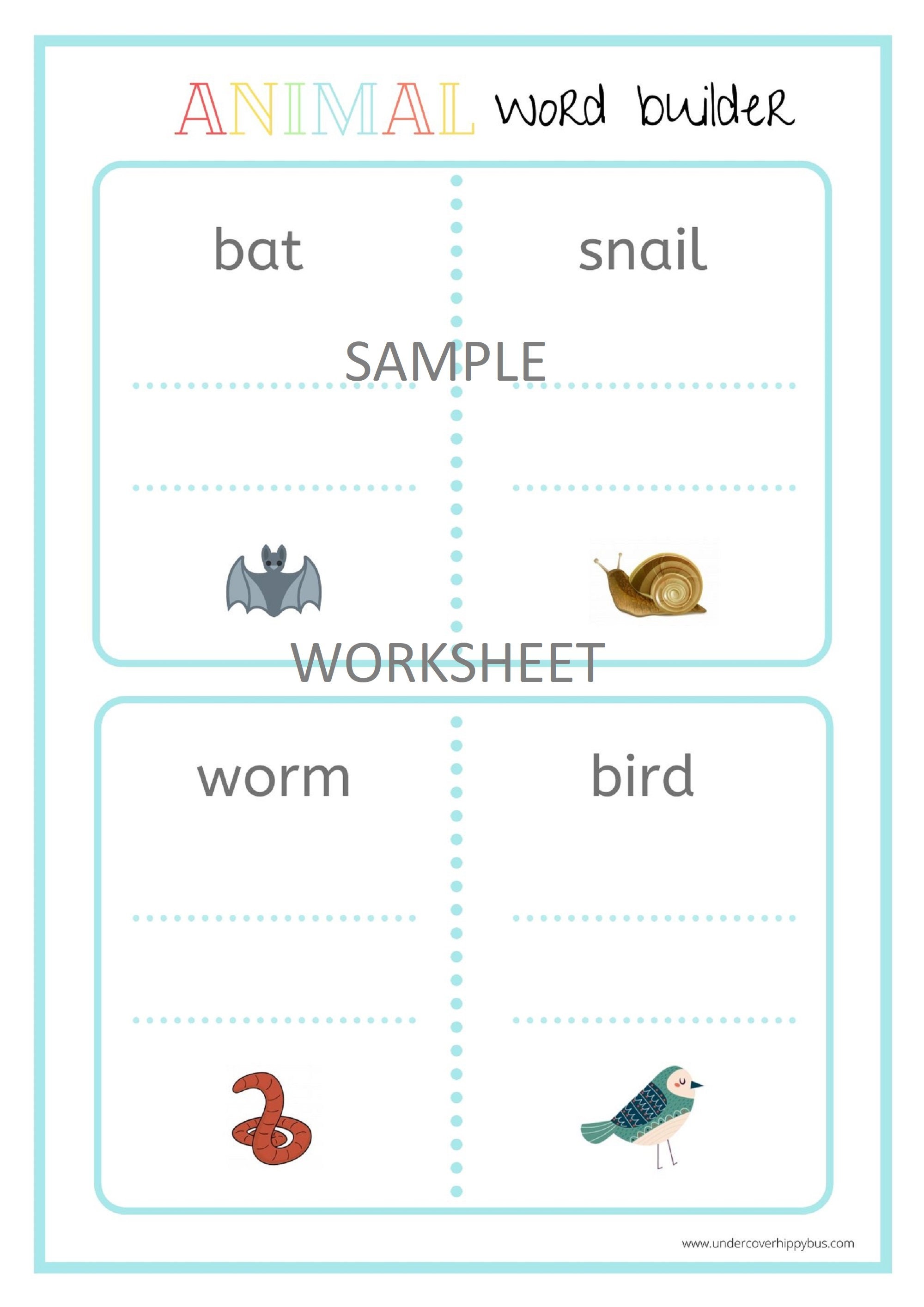 Animal Word Builder - Busy Binder Activity - Etsy