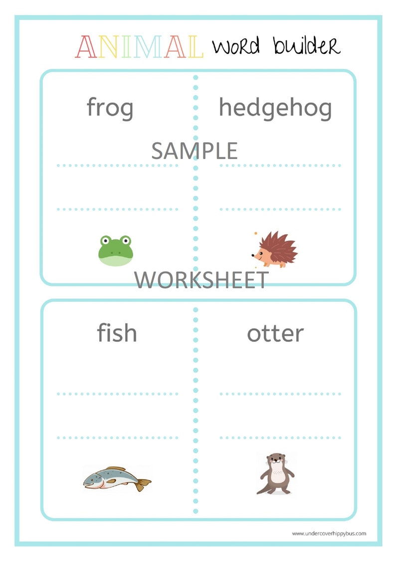 Animal Word Builder - Busy Binder Activity - Etsy