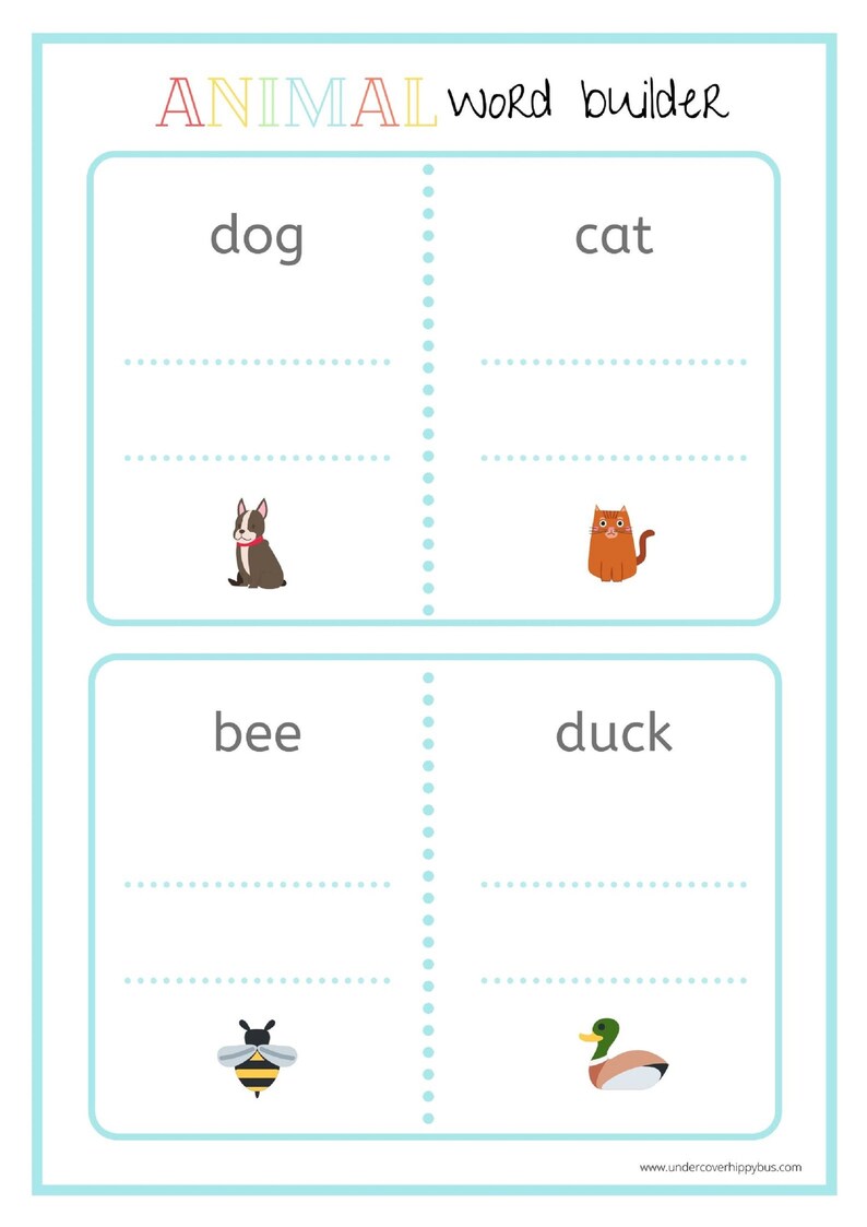 Animal Word Builder - Busy Binder Activity - Etsy