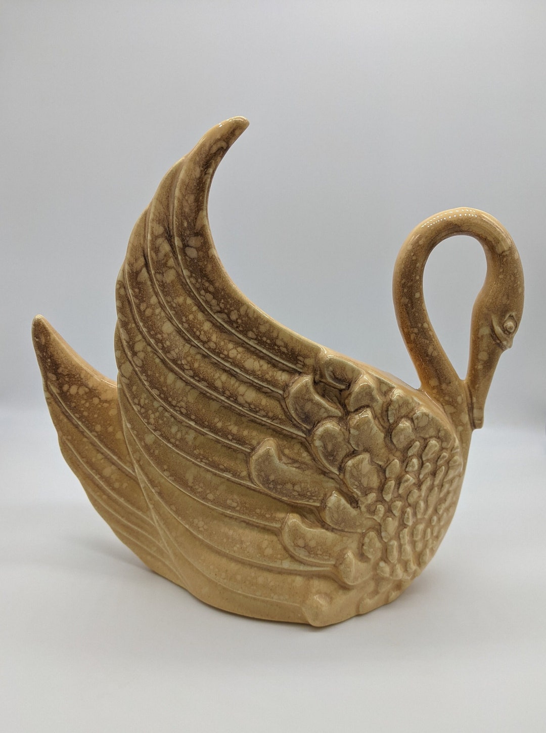 MCM Royal Haeger Art Pottery Ceramic Swan/chrysanthemum Planter Vase ...