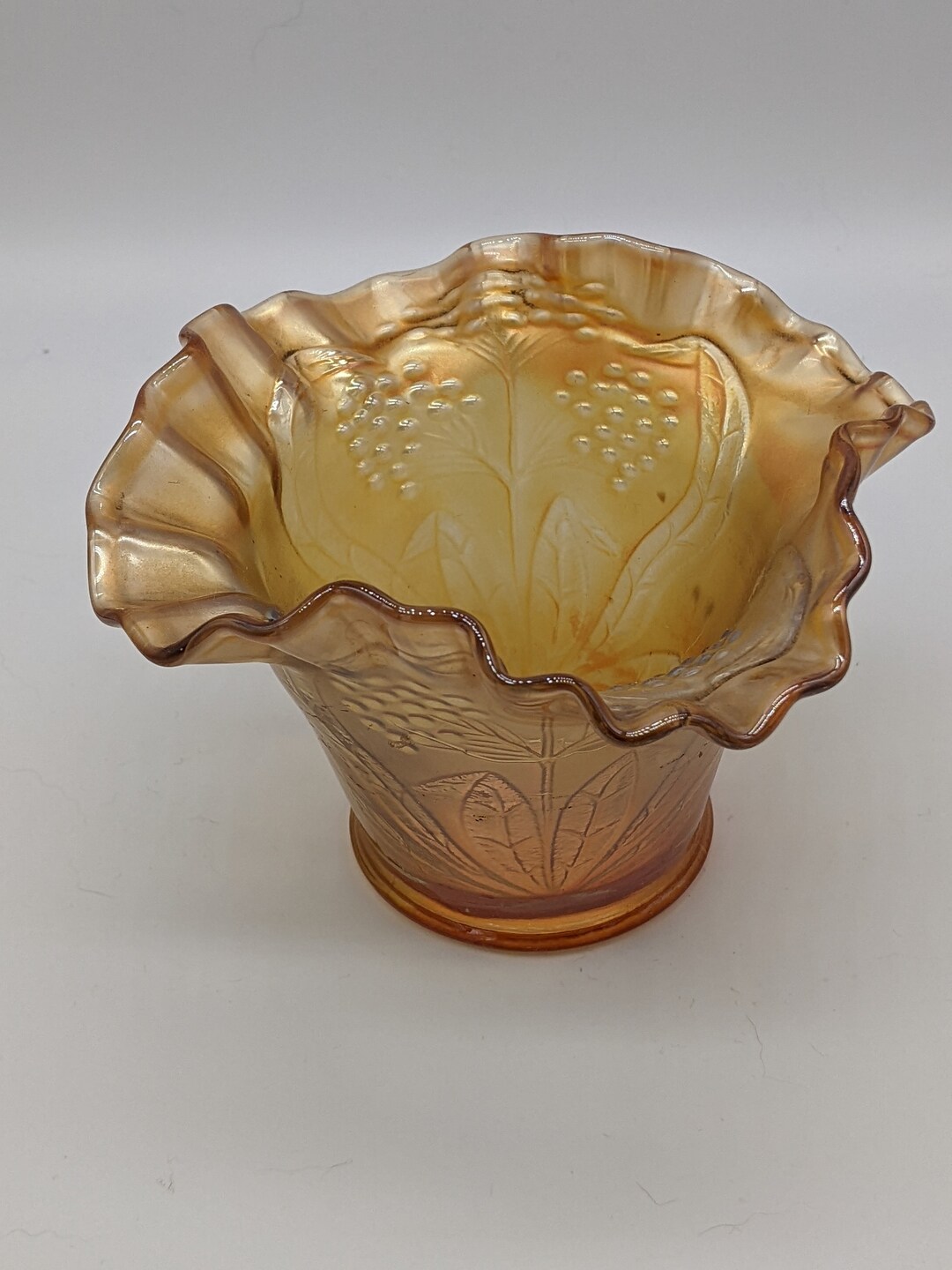 Fenton Flowering Dill hat Vase Marigold Carnival Glass - Etsy