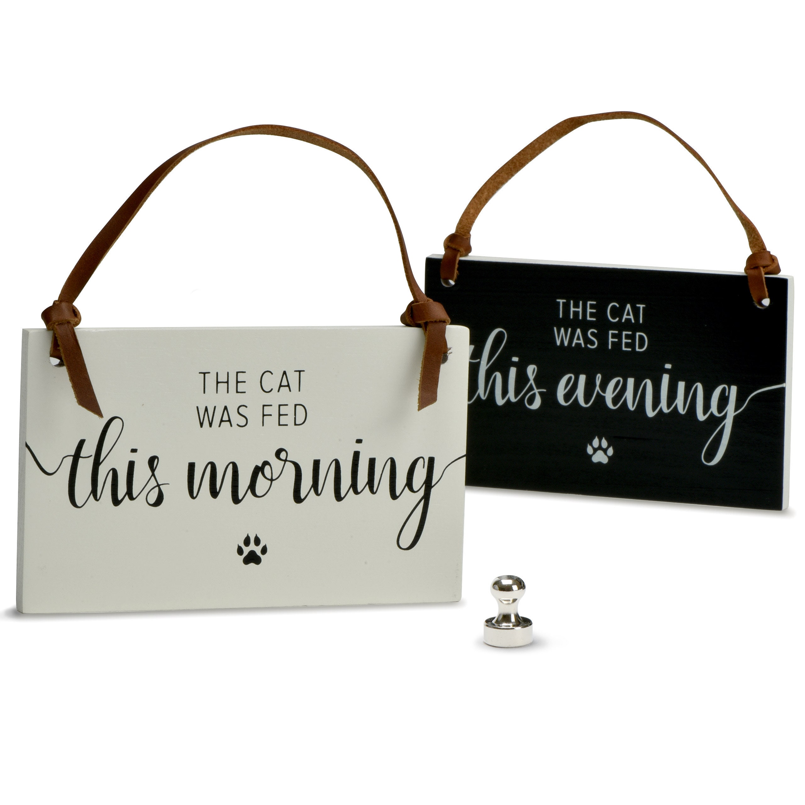 Cat Feed Reminder - Wooden Cat Feeding Schedule - Feed Cat Magnet Sign ...