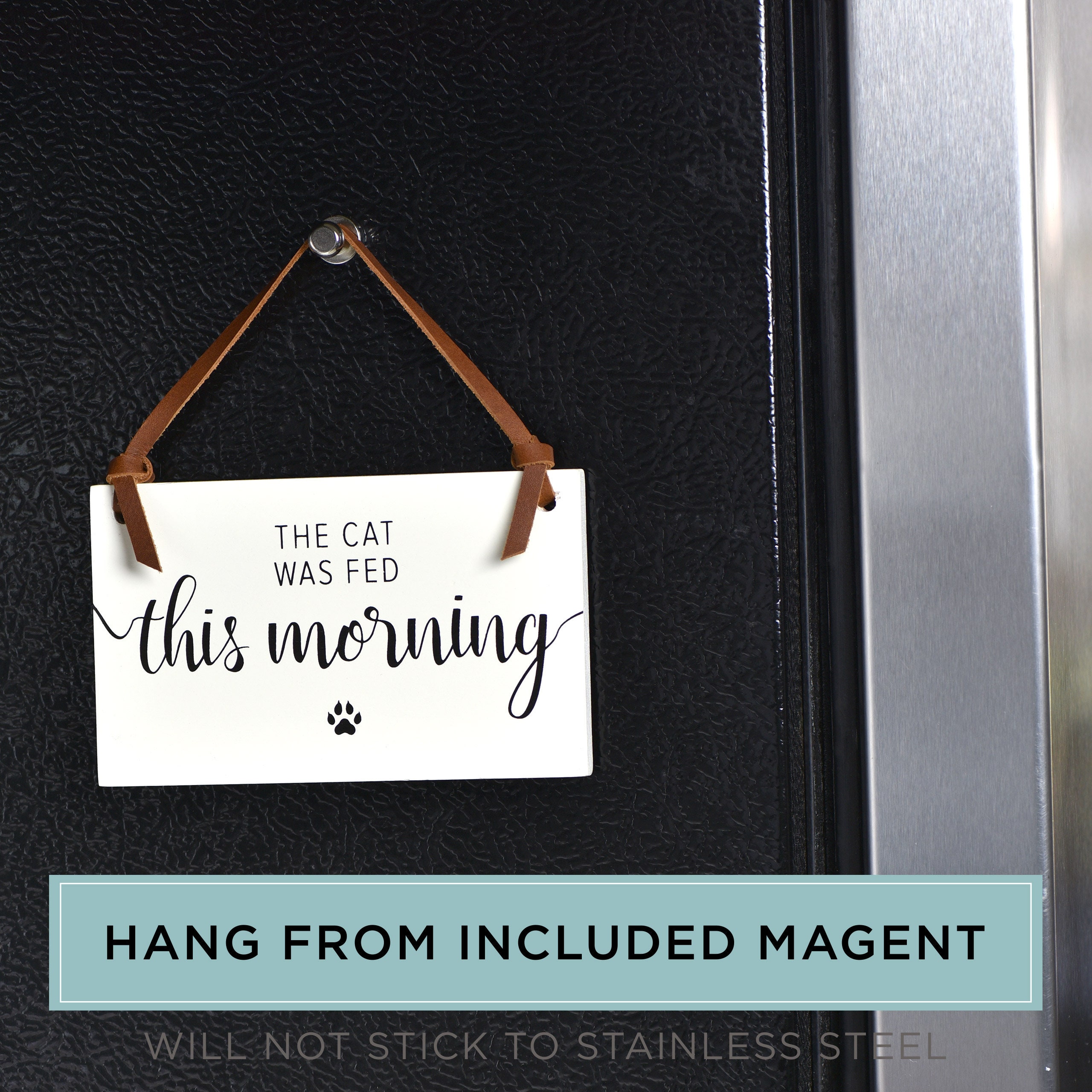 Cat Feed Reminder Wooden Cat Feeding Schedule Feed Cat Magnet Sign AM ...