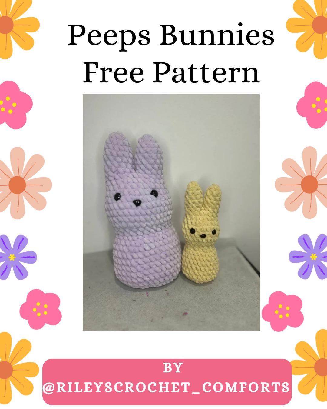 Peeps Bunny Marshmallow Crochet Pattern - Two Sizes - No Sew - Beginner ...