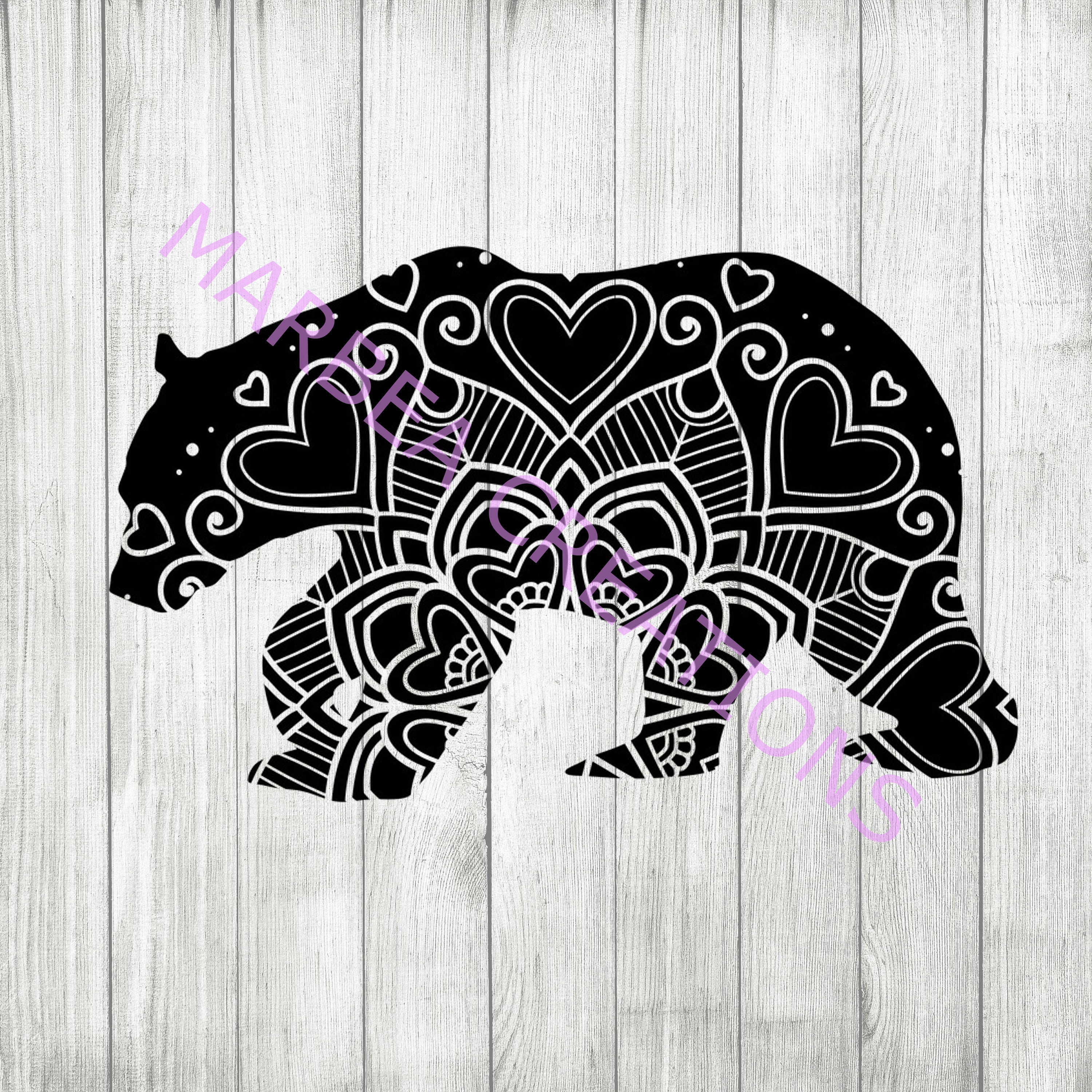 Heart Mandala Bear (svg Dxf Png) - CRICUT - SILHOUETTE - Digital File ...