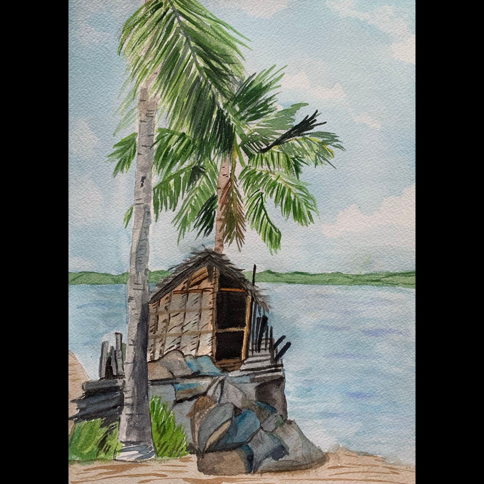 Beach Shack Watercolor Painting | Etsy