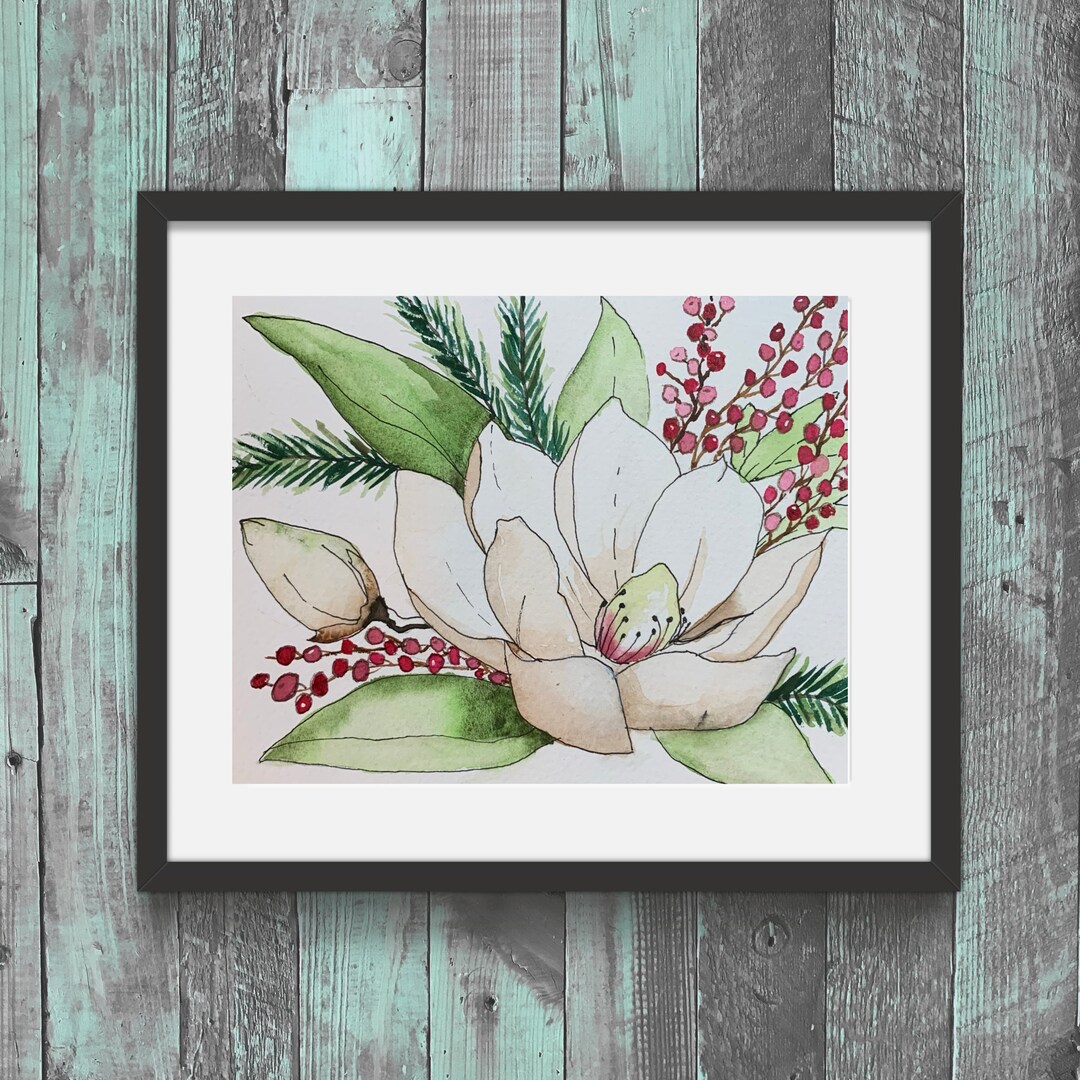 Christmas Lotus Flower Art Print, Holiday Decor - Etsy