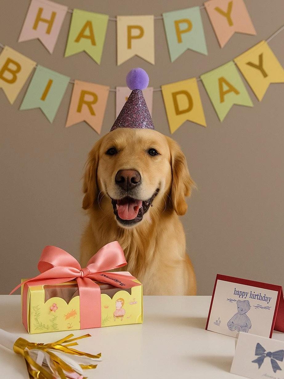 Dog Birthday Gift Box – 6pc Birthday Cake Macarons, Party Hat ...