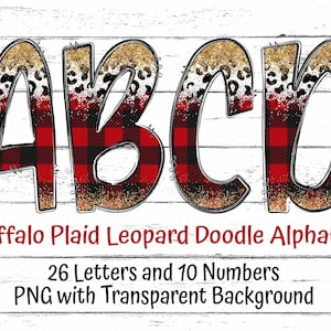 Doodle Alphabet and Number Set - Buffalo Plaid - Leopard - Glitter ...