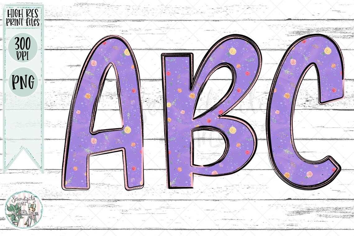 Easter Spring Doodle Alphabet Set Accessories Included PNG - Etsy