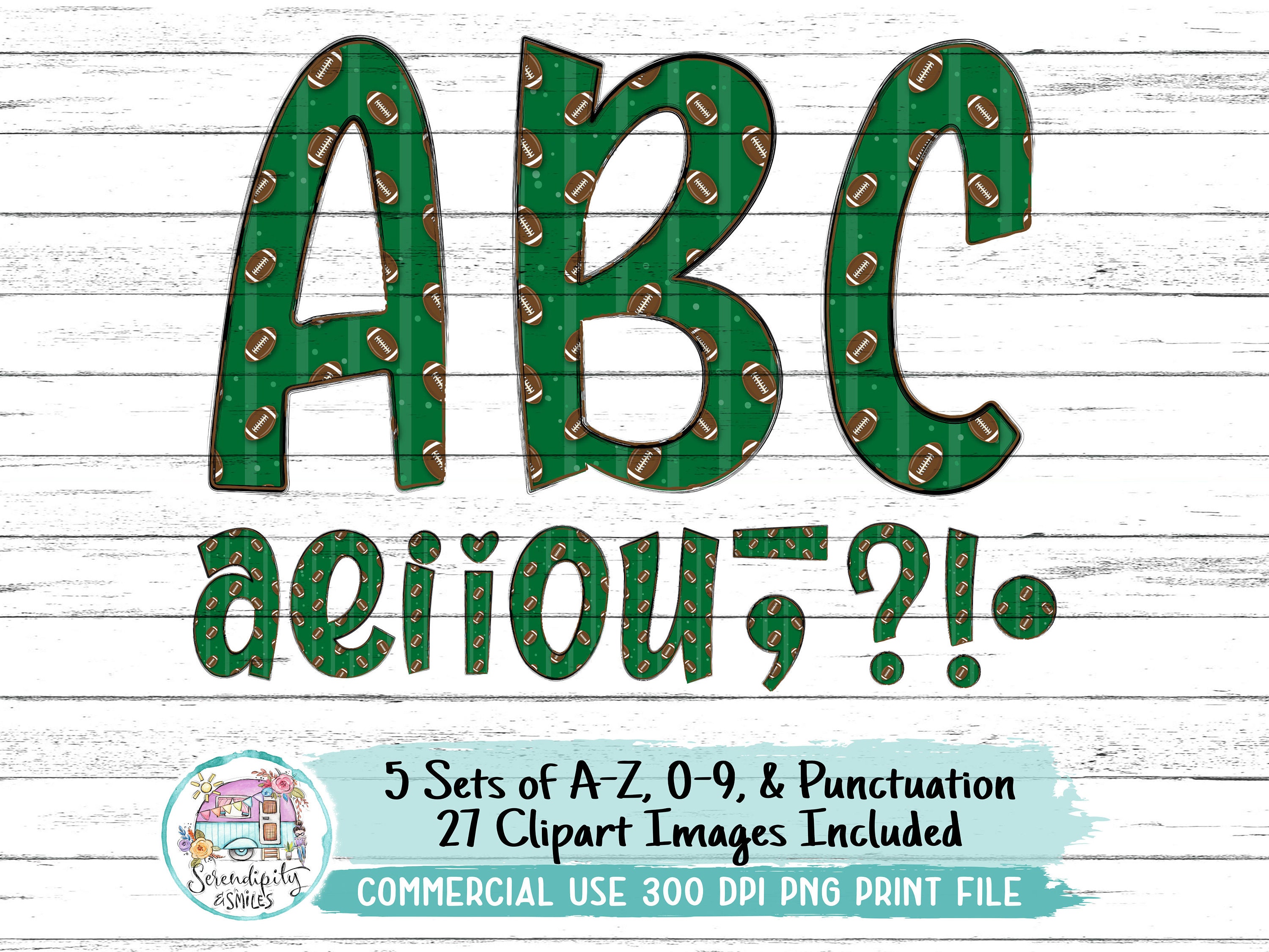 Football Doodle Alphabet Number Punctuation Set Clipart - Etsy