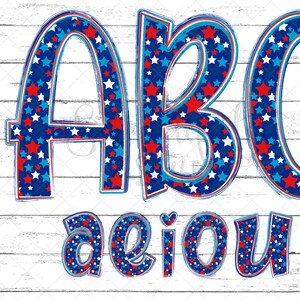 Patriotic Doodle Alphabet Set - Clipart Accessories Included - PNG ...