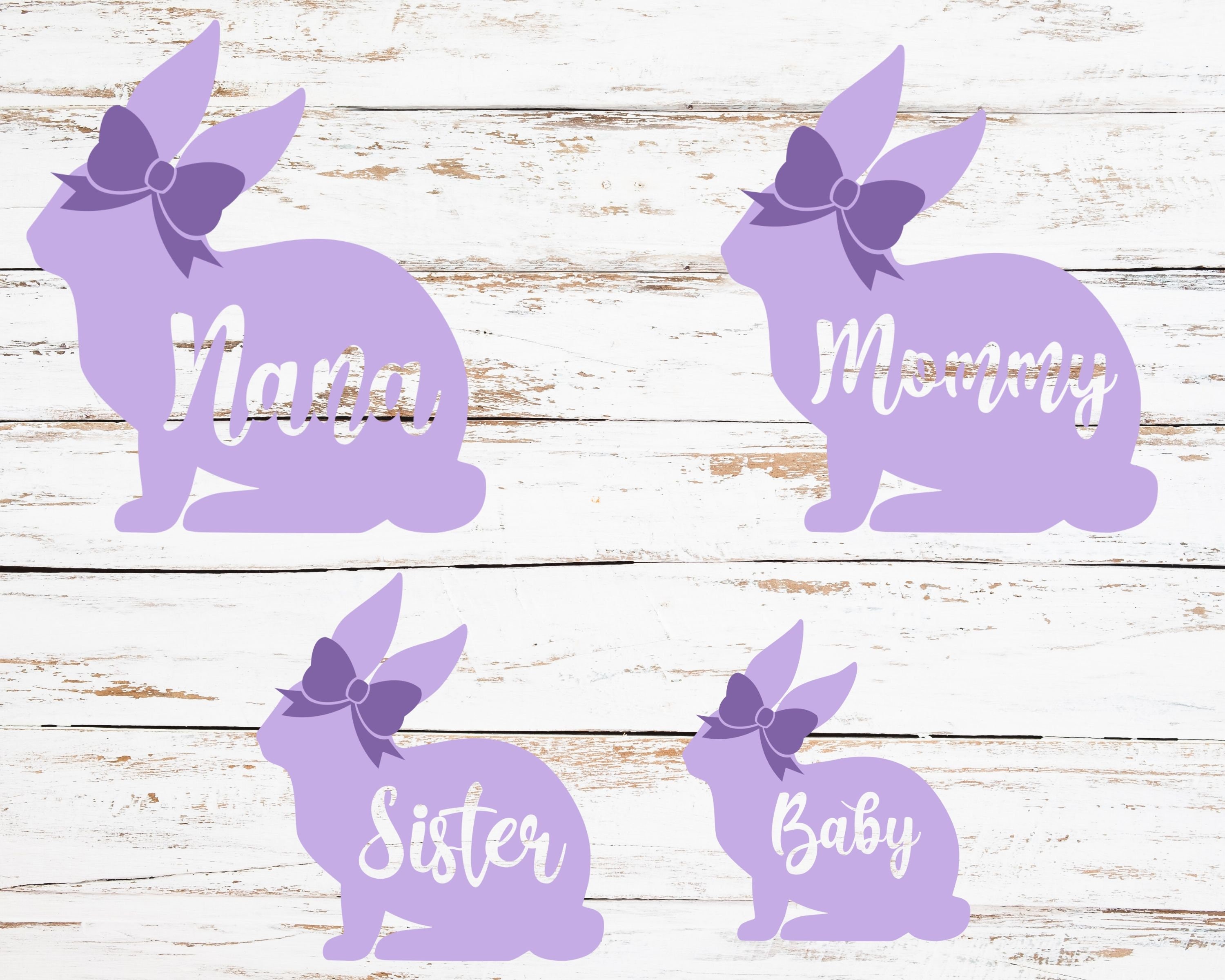 Family Bunnies Svg Png Dfx Eps Files for Cutting | Etsy