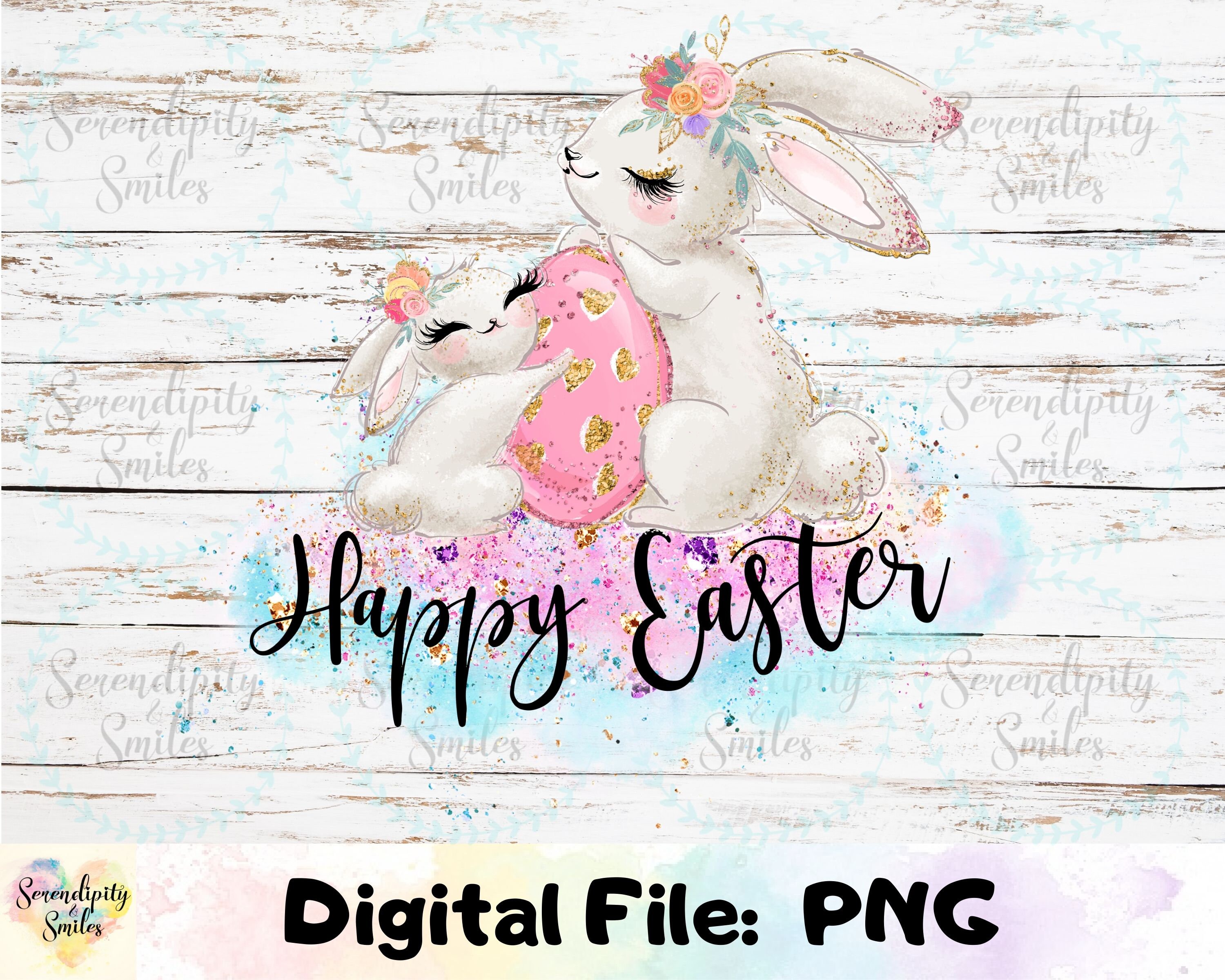 Happy Easter Bunnies PNG Sublimation Easter Spring | Etsy