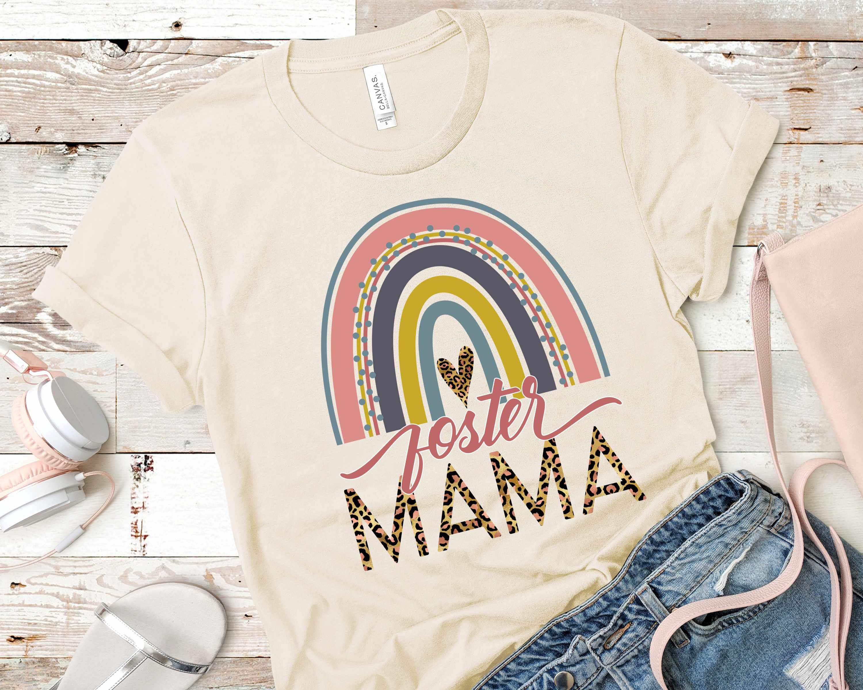 Foster Mama Boho Rainbow Leopard Print Foster Care PNG | Etsy