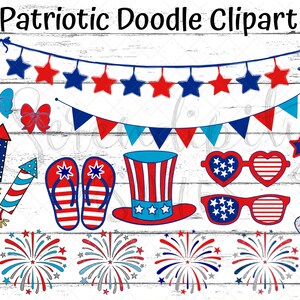 Patriotic Doodle Alphabet Set - Clipart Accessories Included - PNG ...
