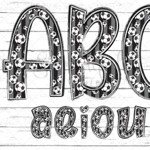 Soccer Doodle Alphabet Set - Clipart Accessories Included - PNG ...