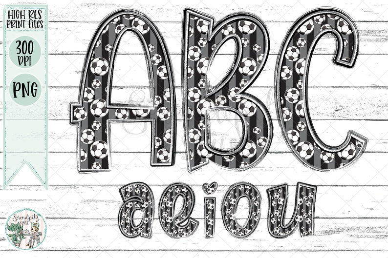 Soccer Doodle Alphabet Set - Clipart Accessories Included - PNG ...