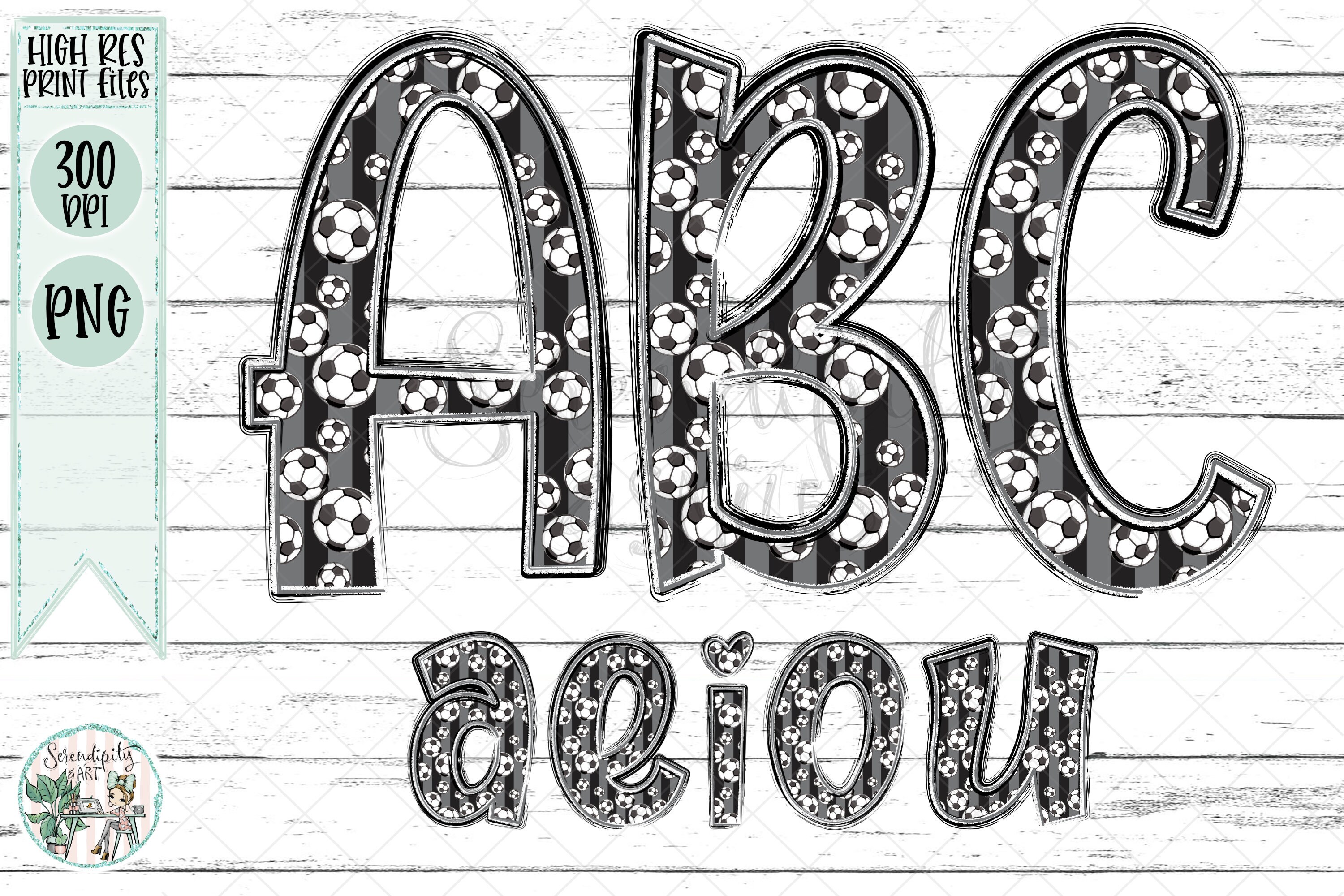 Soccer Doodle Alphabet Set Clipart Accessories Included - Etsy