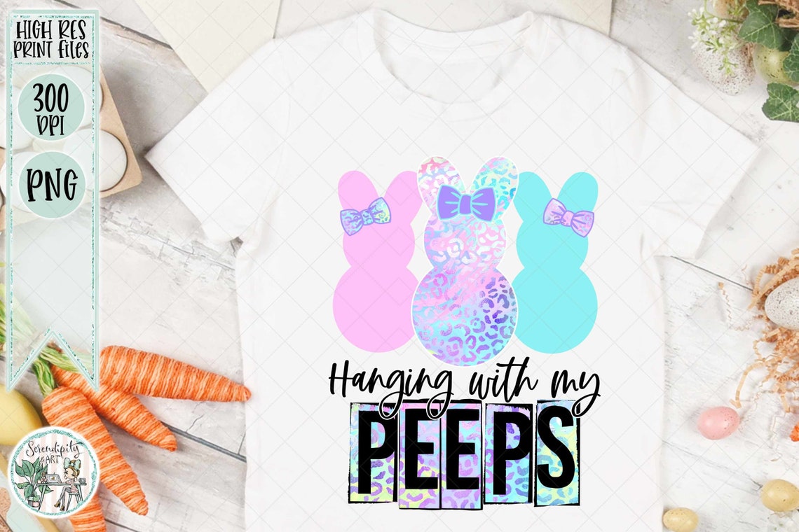 Hanging With My Peeps - Spring Leopard Bunnies - PNG - for Print or ...