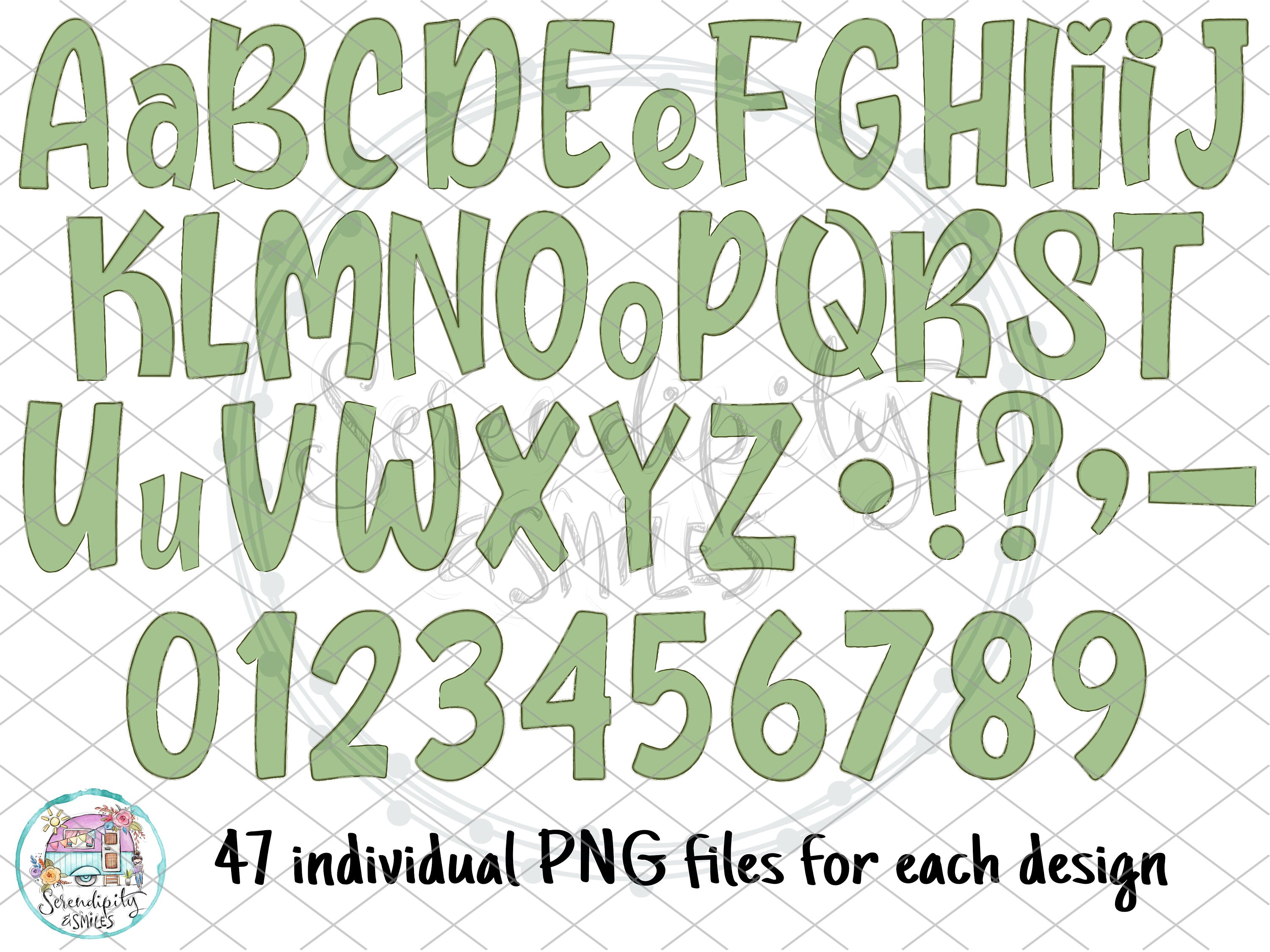 Fall Floral Doodle Alphabet, Number, Punctuation Bundle - PNG ...