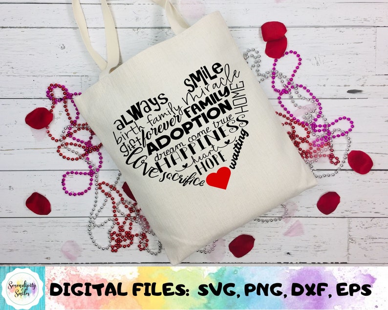 Adoption Words Heart svg png dfx eps Files for Cutting | Etsy