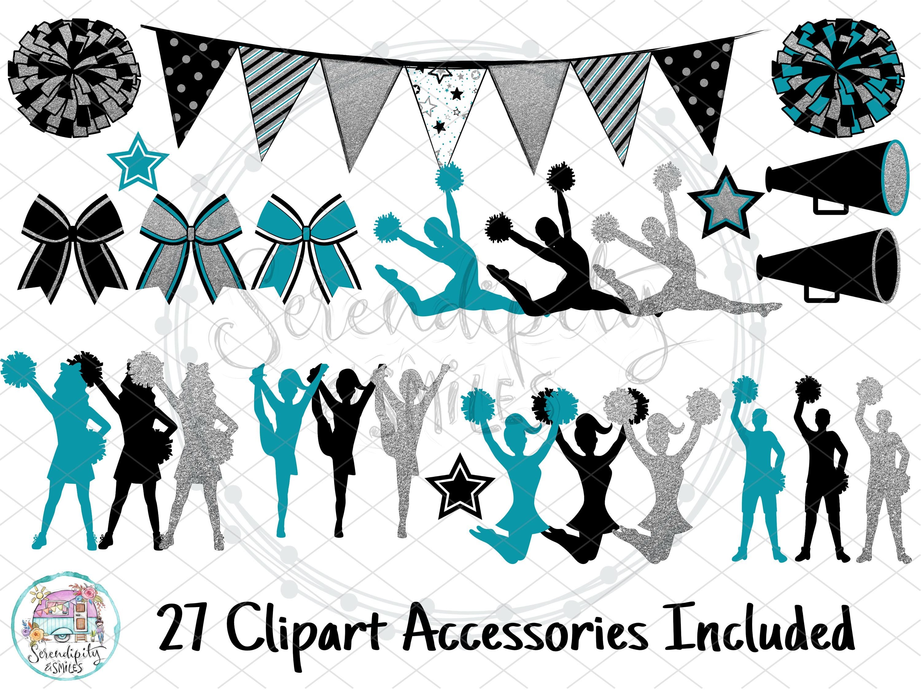Cheerleading Doodle Alphabet Set - Black, Silver, Teal - Accessories ...