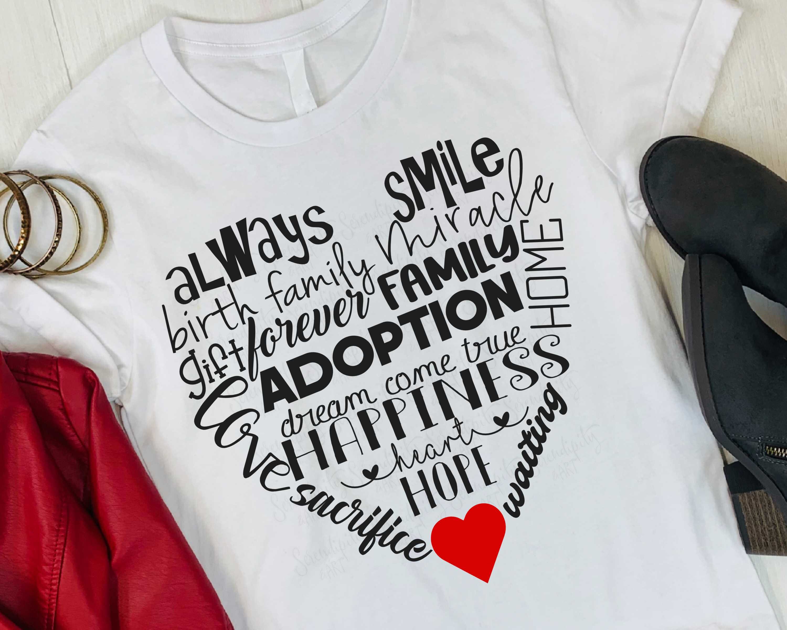 Adoption Words Heart Svg - Png - Dfx - Eps Files for Cutting Machines ...
