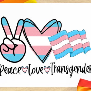 Peace Love Transgender - LGBTQ Flag - PNG - Sublimation - Digital ...