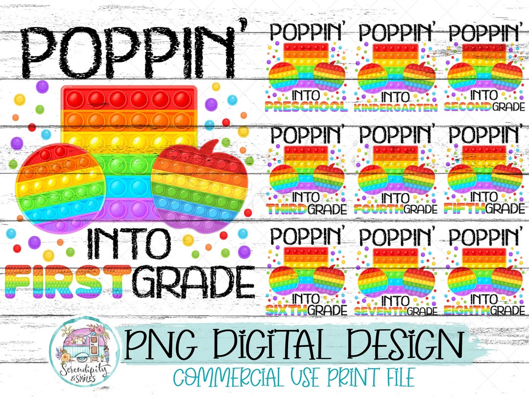 Poppin' Into School Bundle - Preschool - 8th Grade - PNG - Sublimation ...