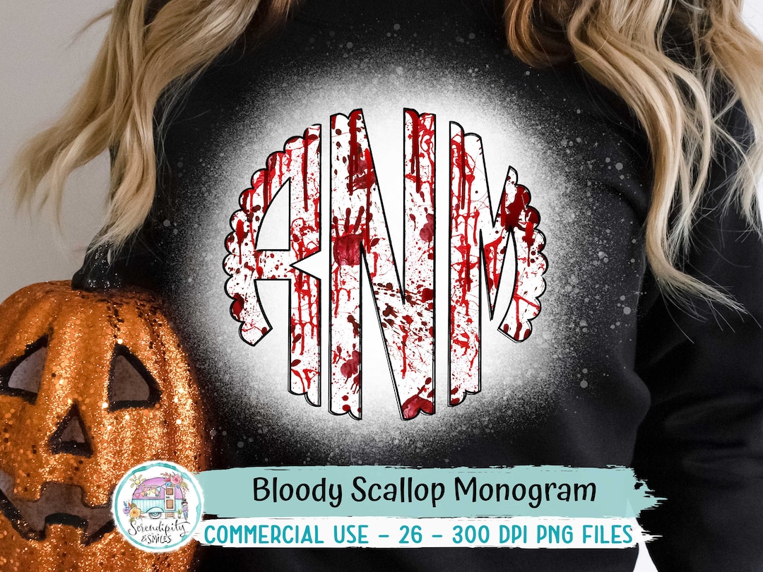 Bloody Doodle Scallop Monogram Alpha Set - PNG - Sublimation or Print ...
