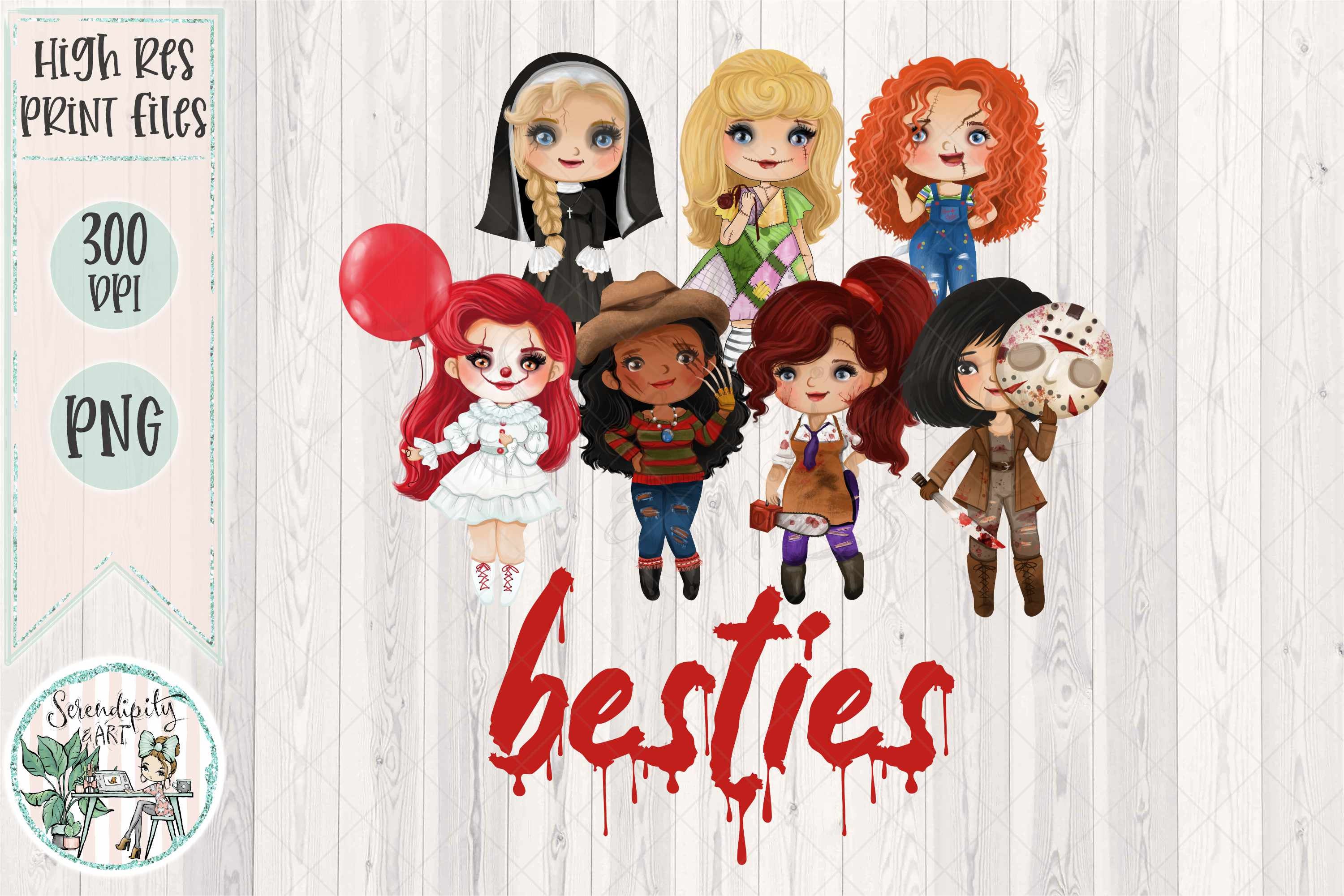 Besties Horror Girls PNG Sublimation or Print Digital - Etsy