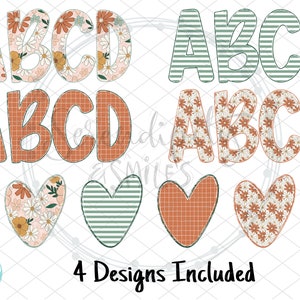 Boho Summer Blooms Doodle Alphabet Bundle 3 - 4 Letter Sets - PNG ...