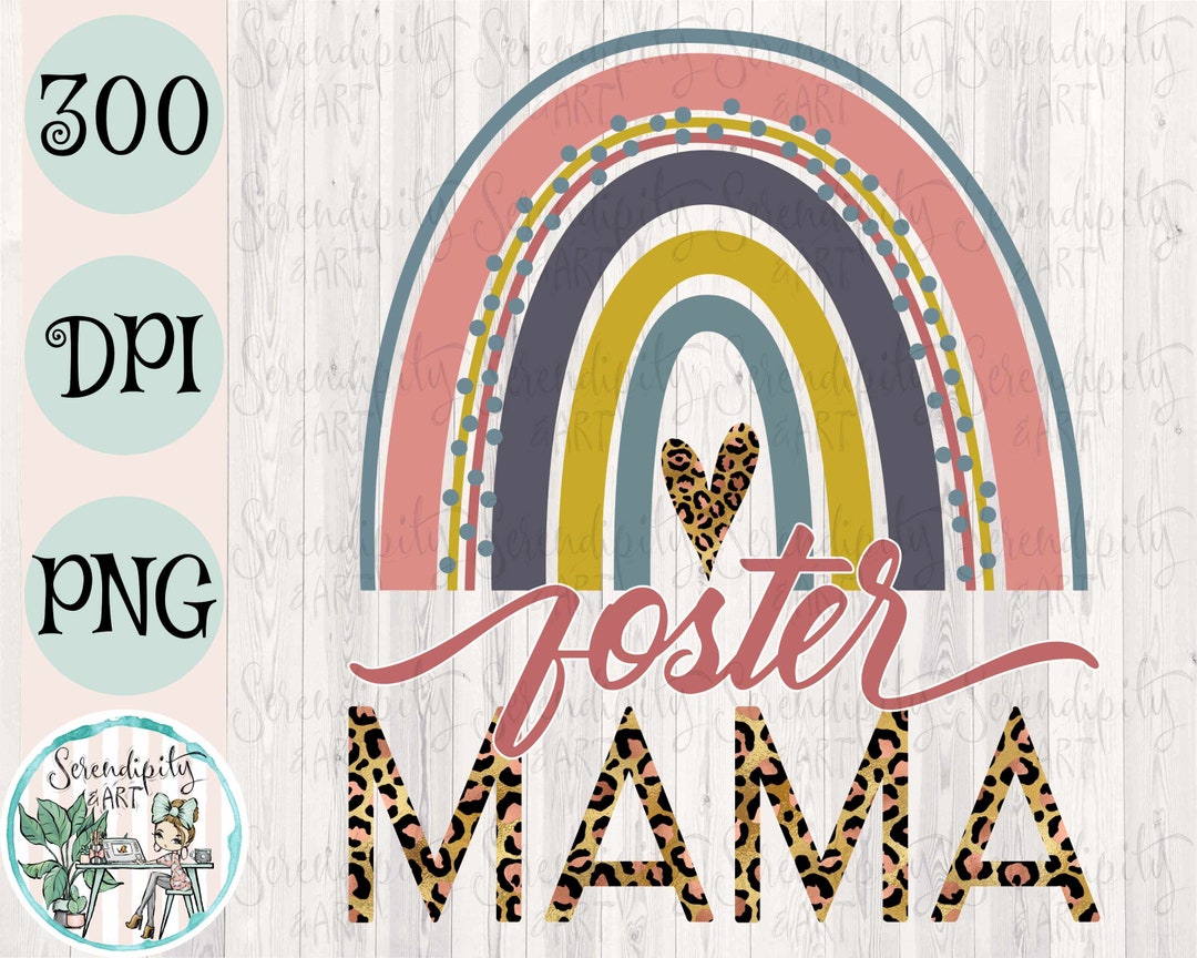 Foster Mama - Boho Rainbow Leopard Print - Foster Care - PNG Printable ...