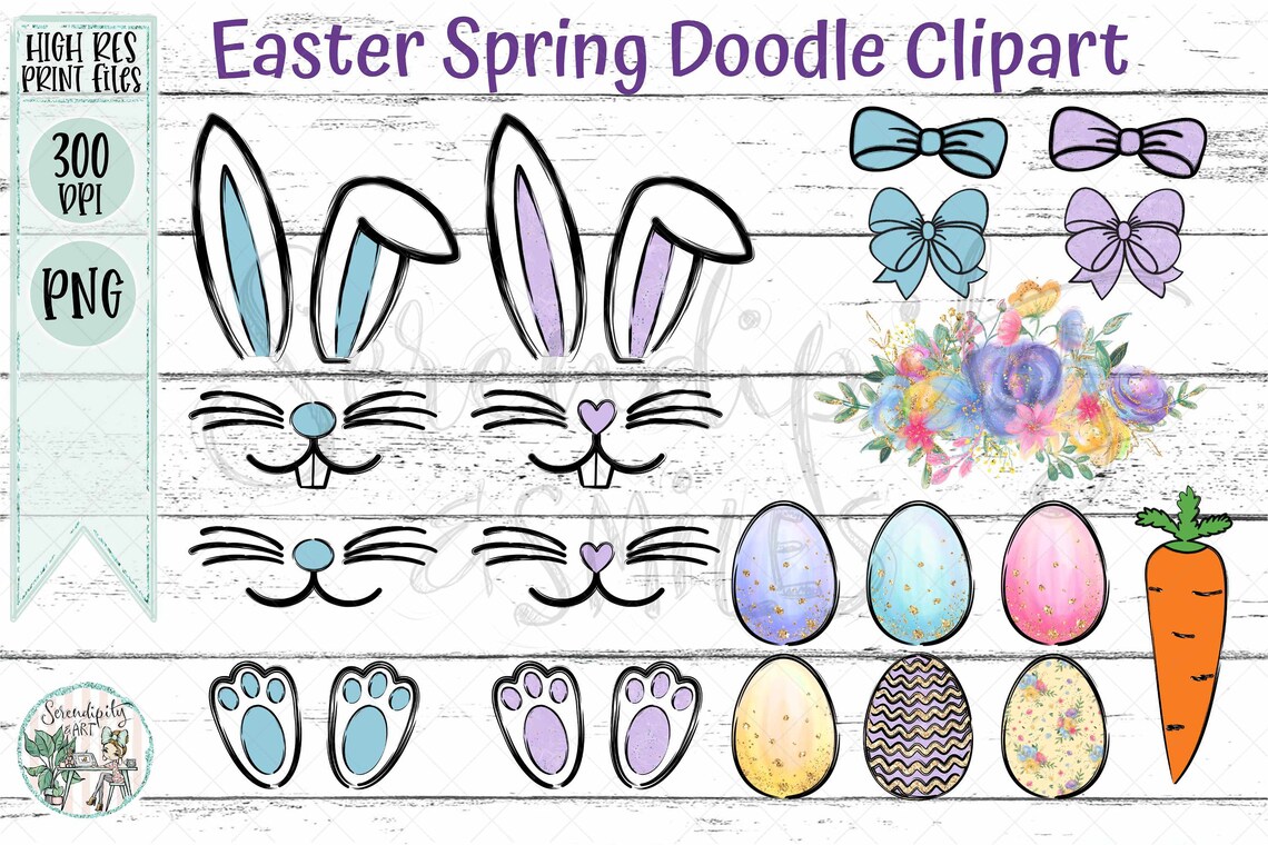 Easter Spring Doodle Alphabet Set Accessories Included PNG - Etsy