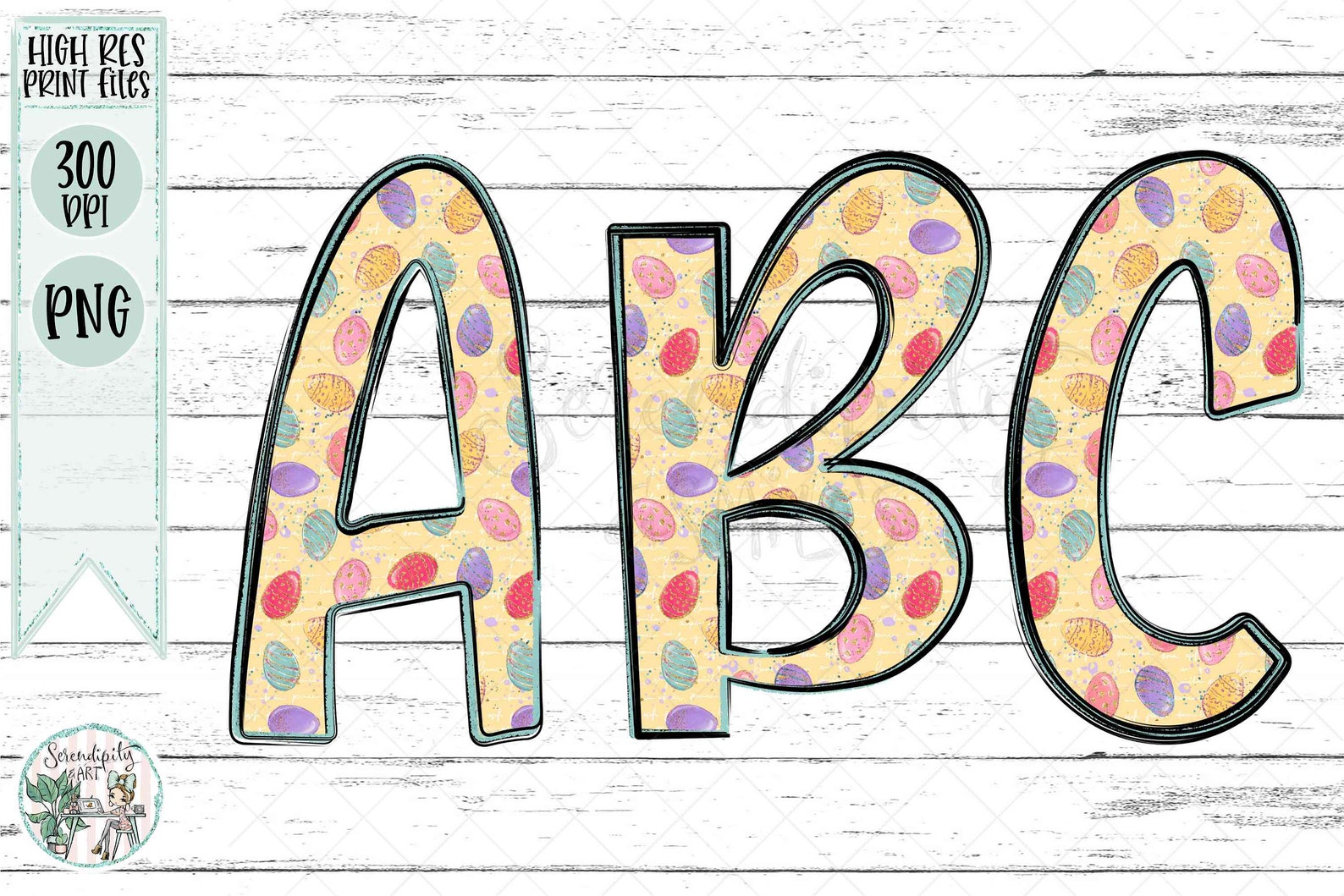 Easter Spring Doodle Alphabet Set Accessories Included PNG - Etsy