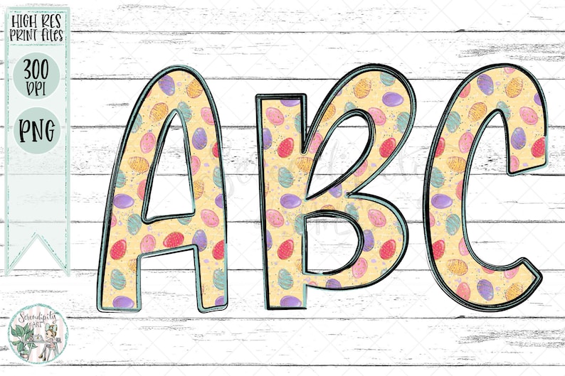 Easter Spring Doodle Alphabet Set - Accessories Included - PNG ...
