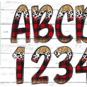 Doodle Alphabet and Number Set - Buffalo Plaid - Leopard - Glitter ...