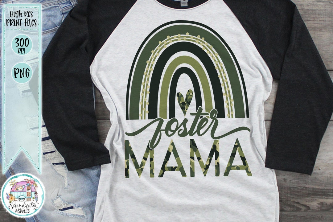 Foster Mama - Camouflage Boho Rainbow Print - Foster Care - PNG ...