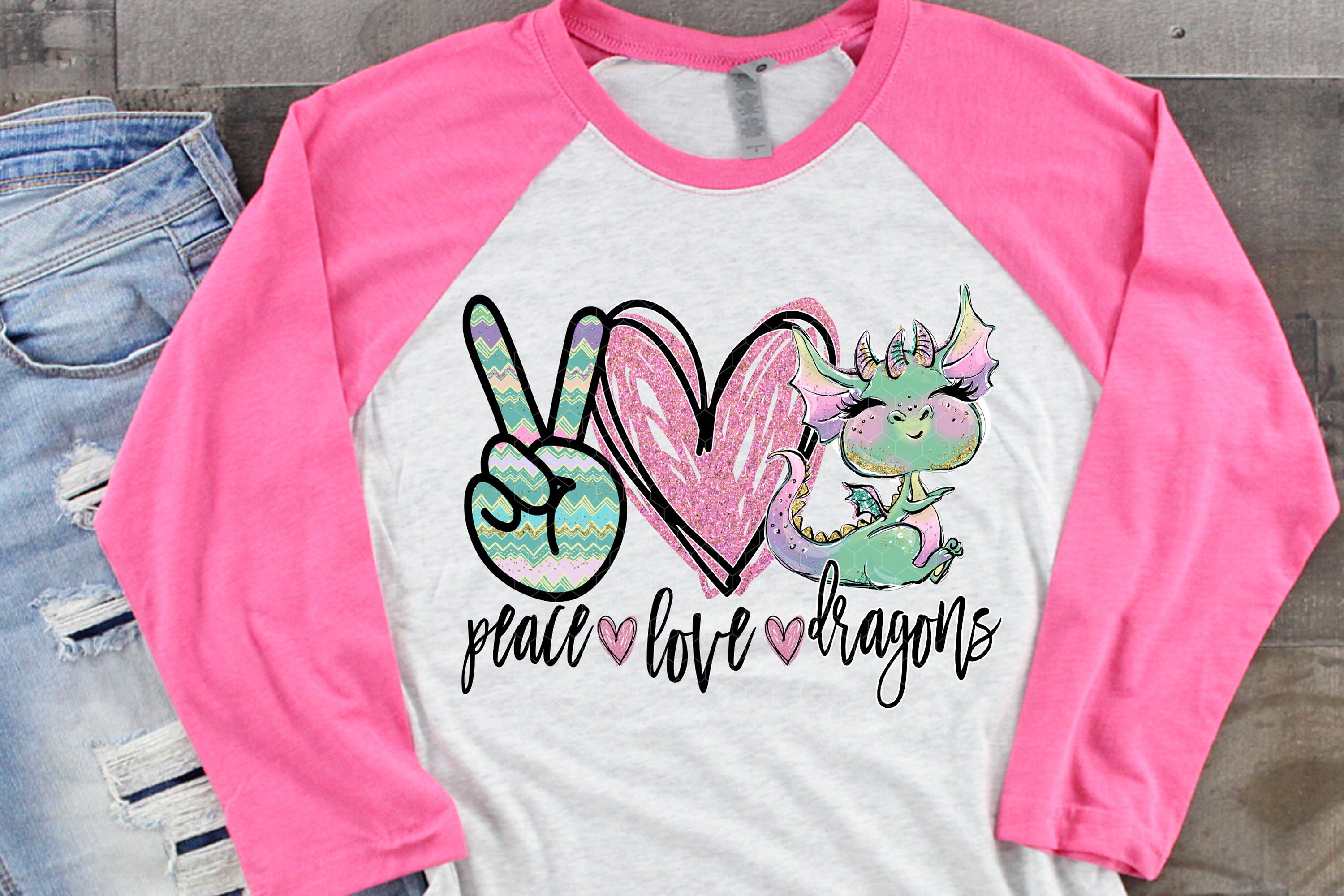 Peace Love Dragons Cute Dragon PNG Sublimation Digital - Etsy