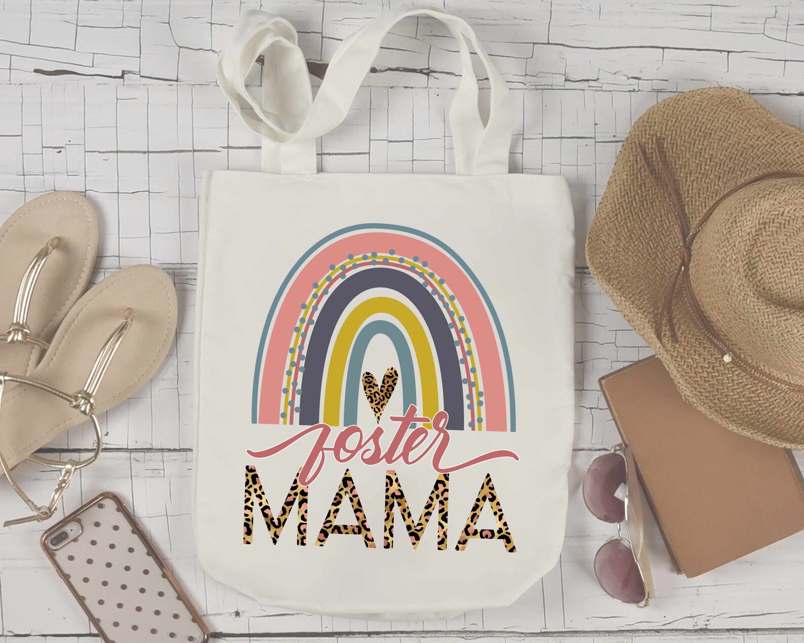 Foster Mama Boho Rainbow Leopard Print Foster Care PNG - Etsy