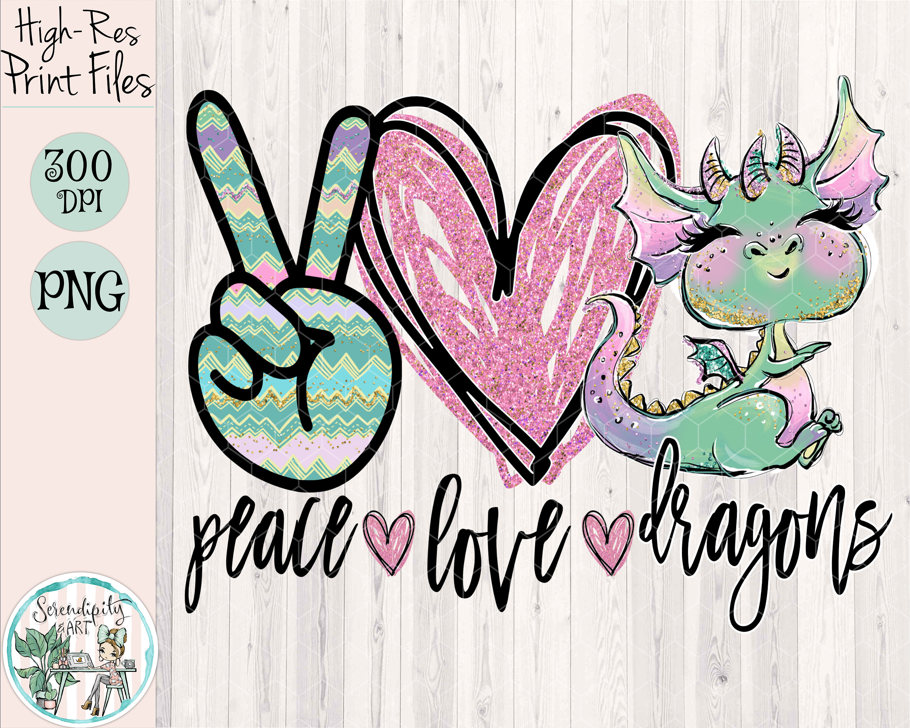 Peace Love Dragons Cute Dragon PNG Sublimation Digital - Etsy