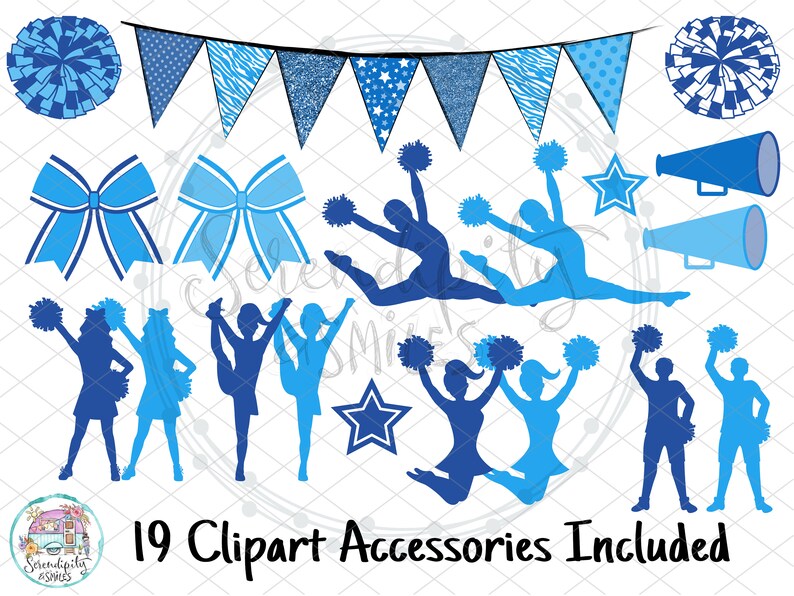 Cheerleading Doodle Alphabet Set - Navy Carolina Blue - Accessories ...
