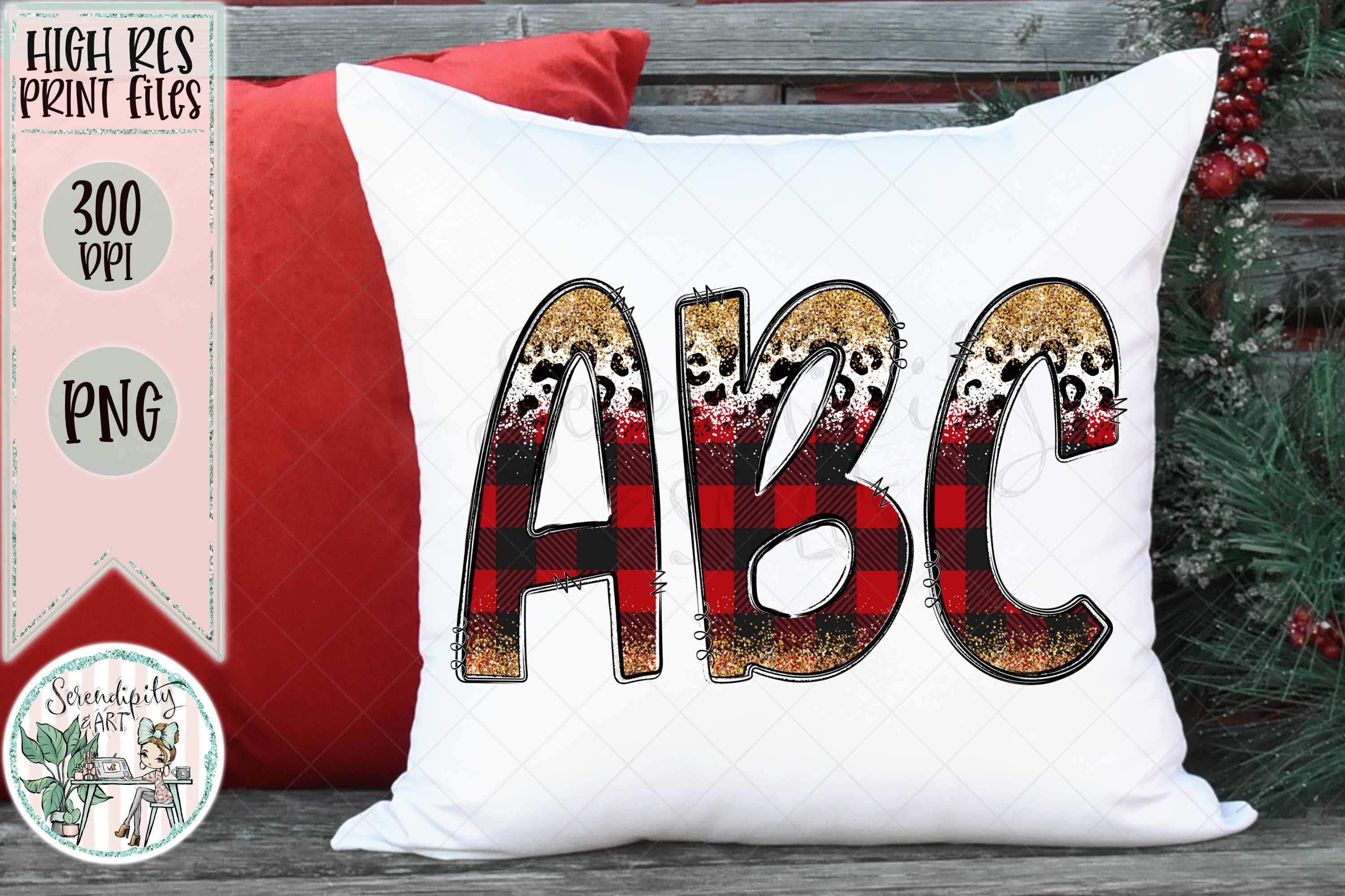 Doodle Alphabet and Number Set - Buffalo Plaid - Leopard - Glitter ...