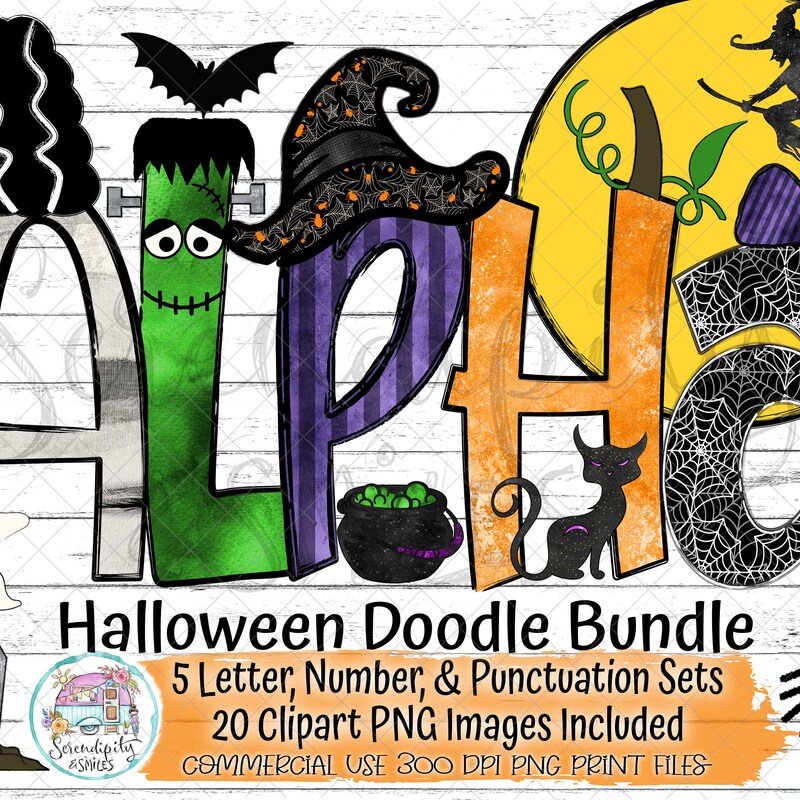 Halloween Doodle Alphabet - Etsy