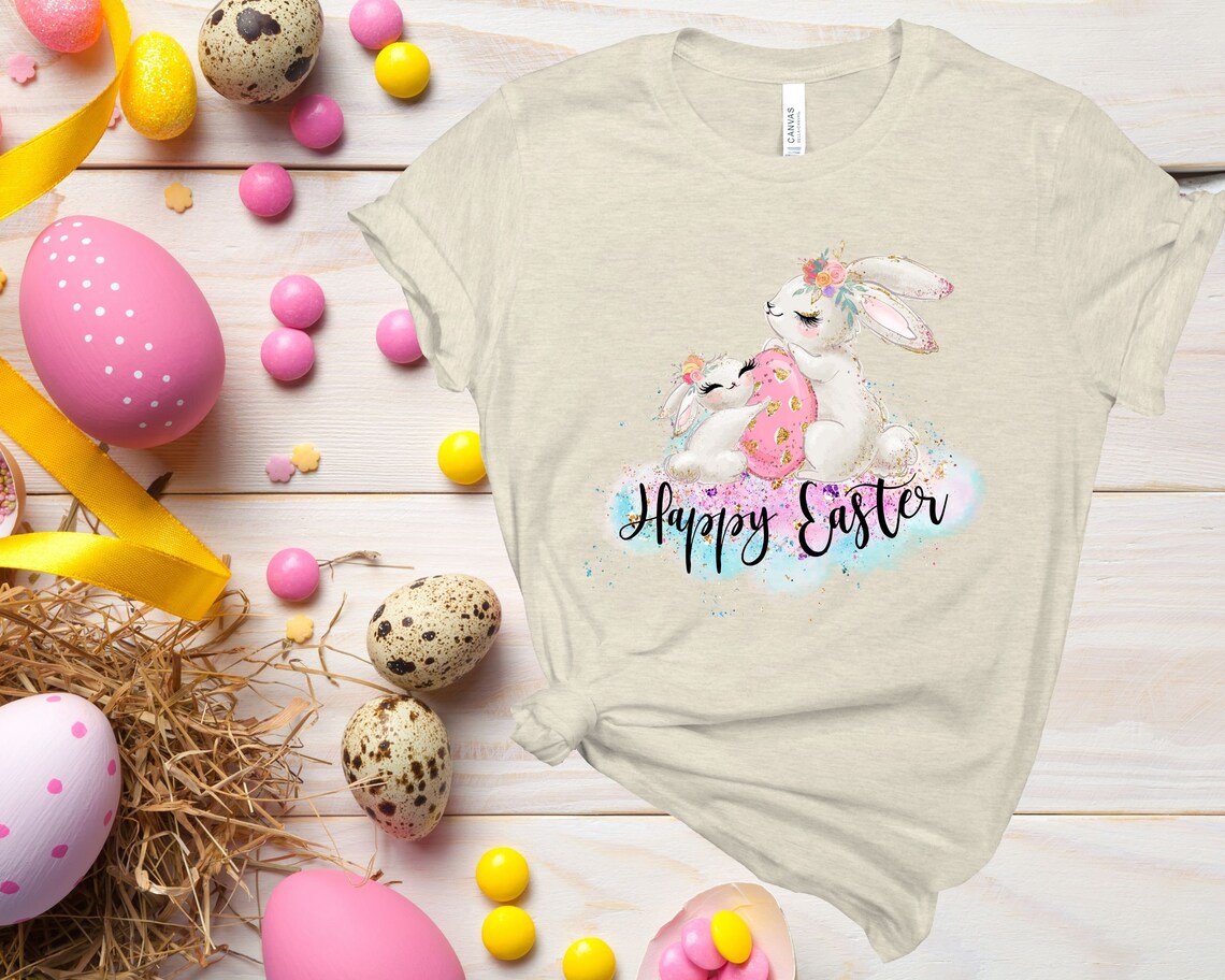 Happy Easter Bunnies PNG Sublimation Easter Spring | Etsy